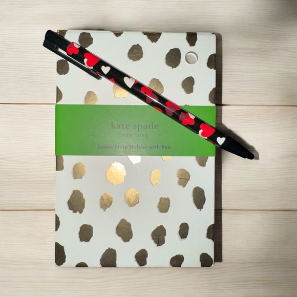 kate spade | Office | Kate Spade Loose 25 Note Holder With Pen Gold ...